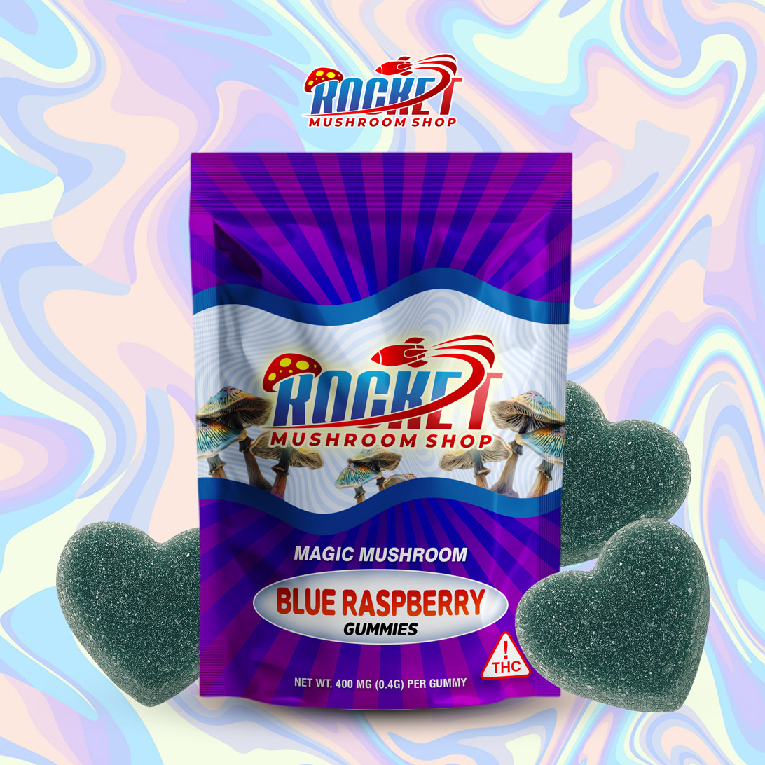 Magic Mushroom Blue Raspberry Gummies - Rocket Mushroom Shop
