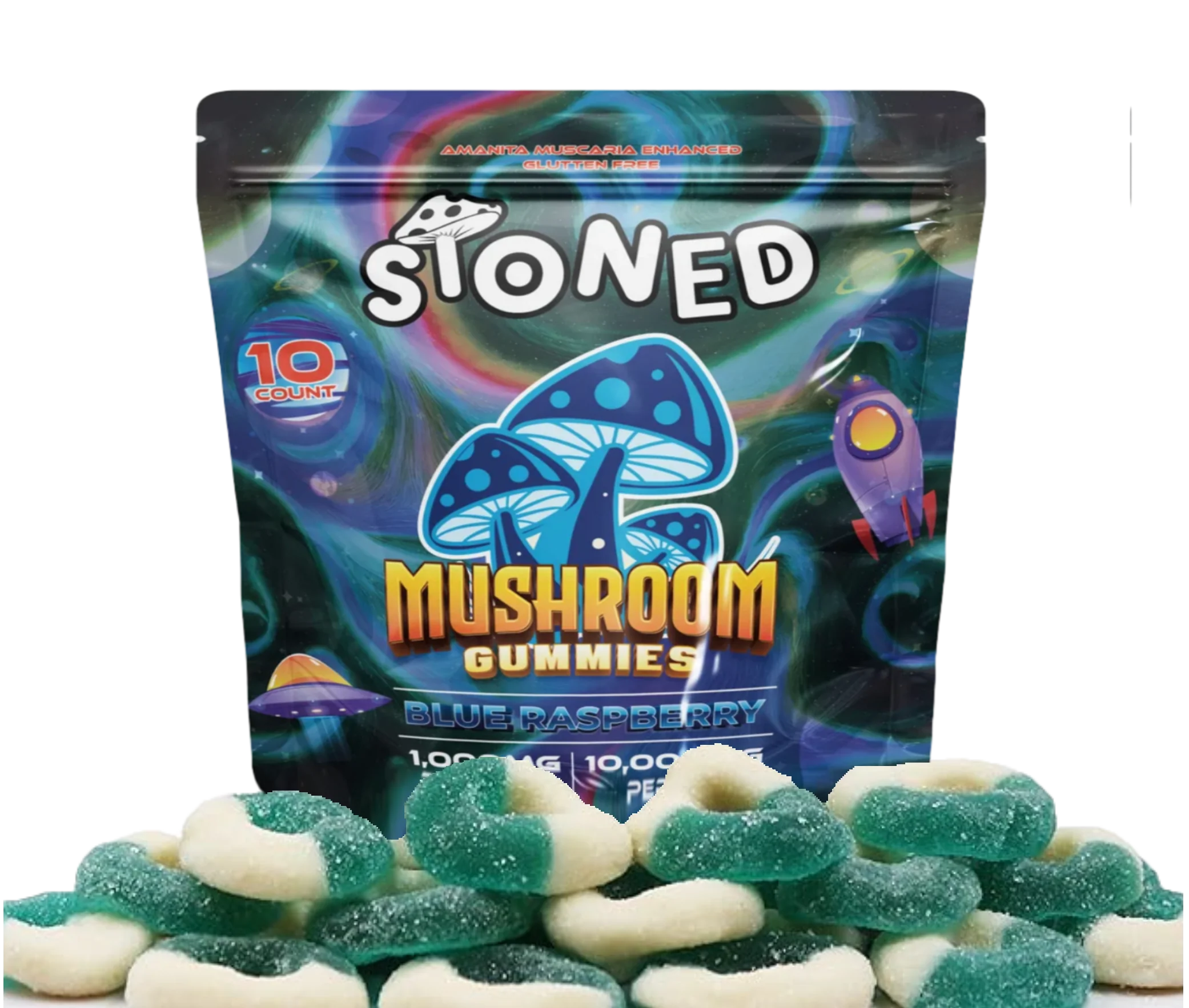 Magic Mushroom Blue Raspberry Gummies - Rocket Mushroom Shop